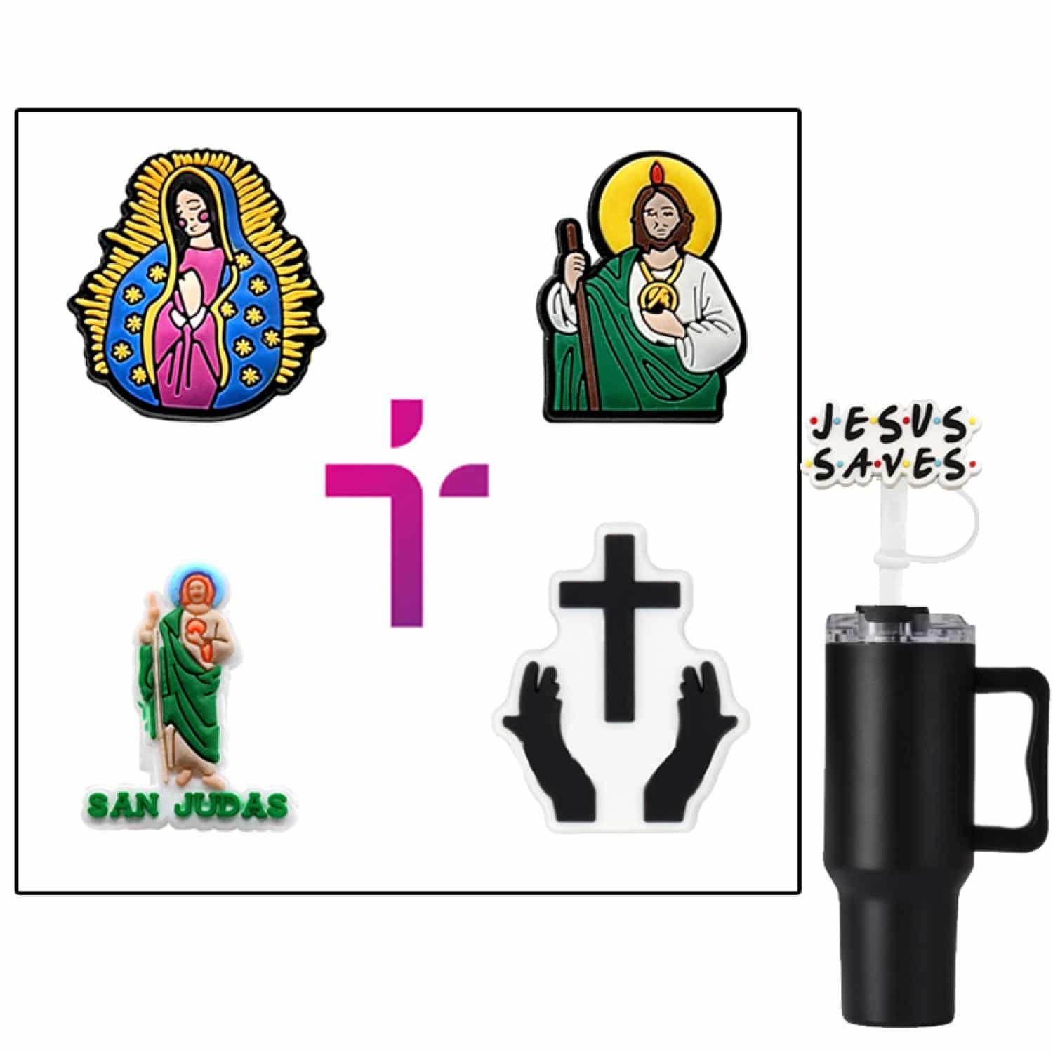 4 In 1 Christianity Style Straw Topper Card Set – Branded Straw Covers