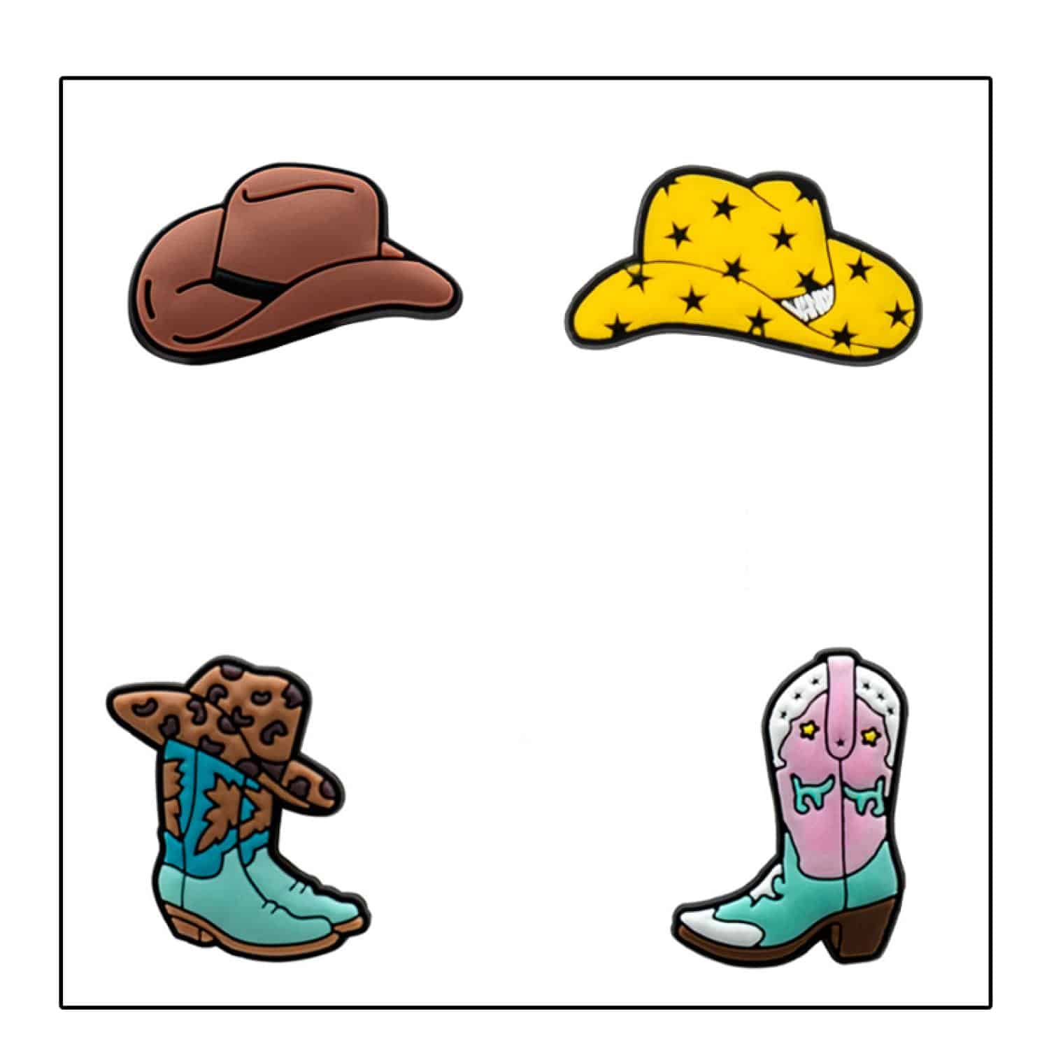 4 In 1 Cowboy Hat Shaped Straw Topper Card Set – Branded Straw Covers