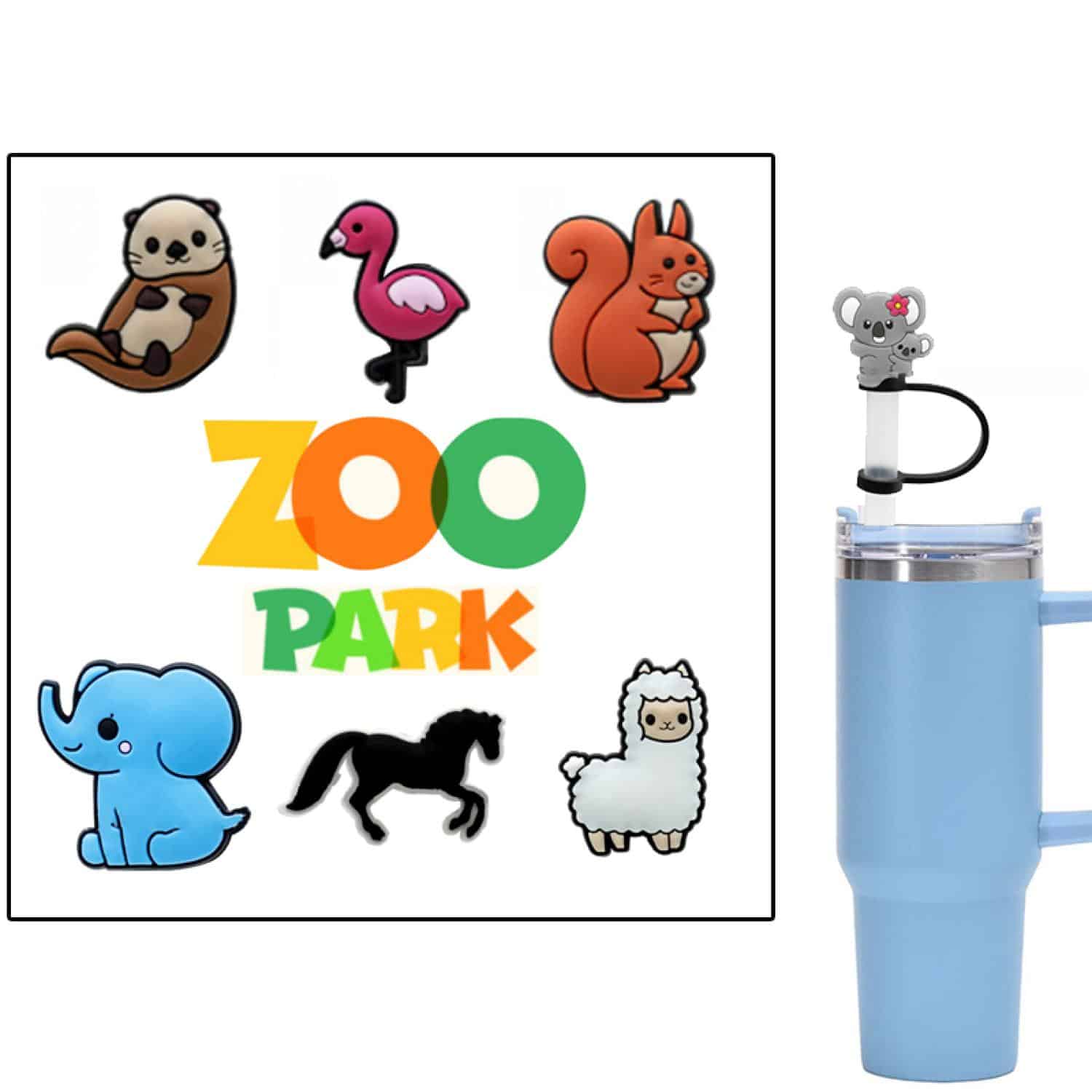 6 In 1 Animal Shaped Straw Topper Card Set – Branded Straw Covers