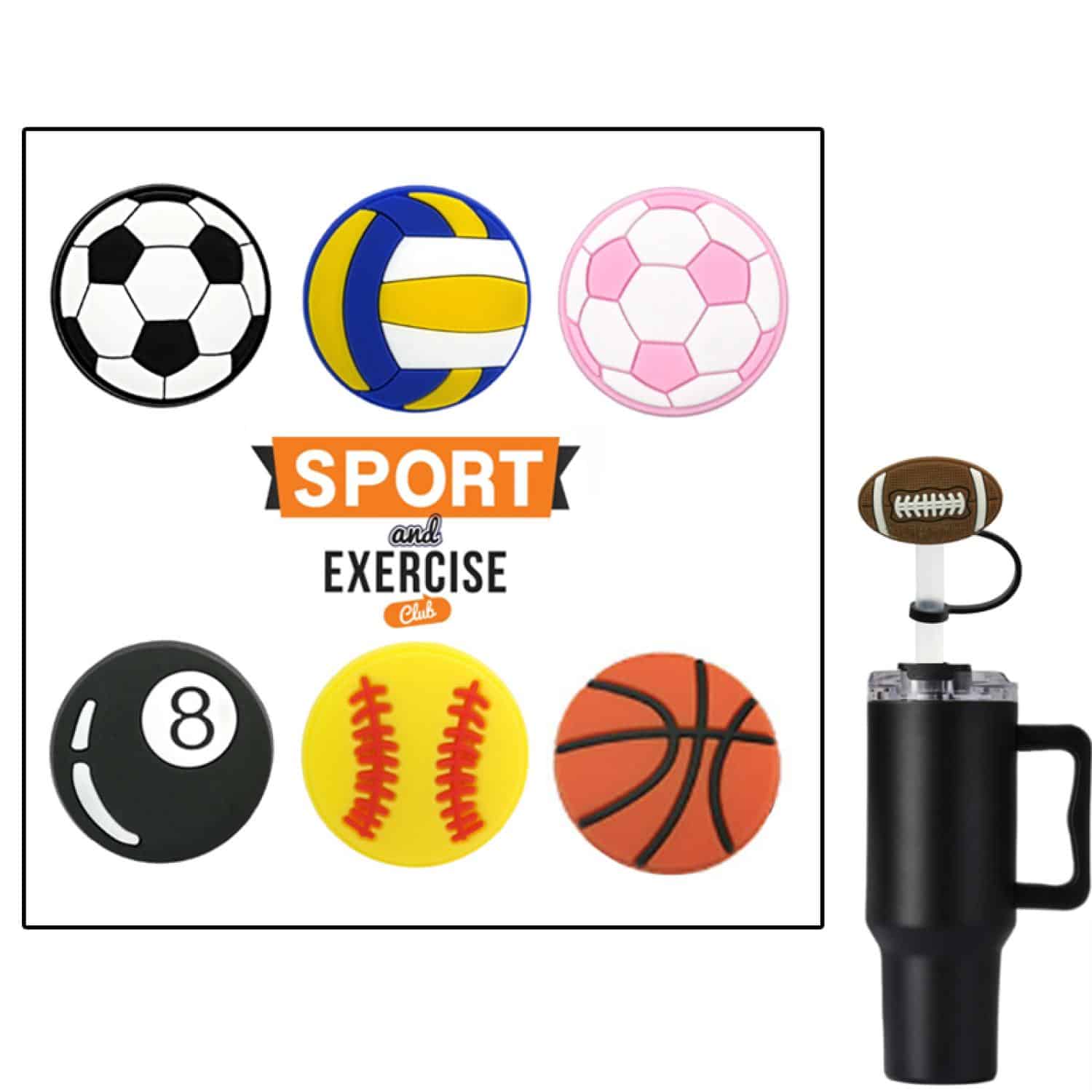 6-in-1 Ball Series Straw Topper Card Set – Custom Straw Covers