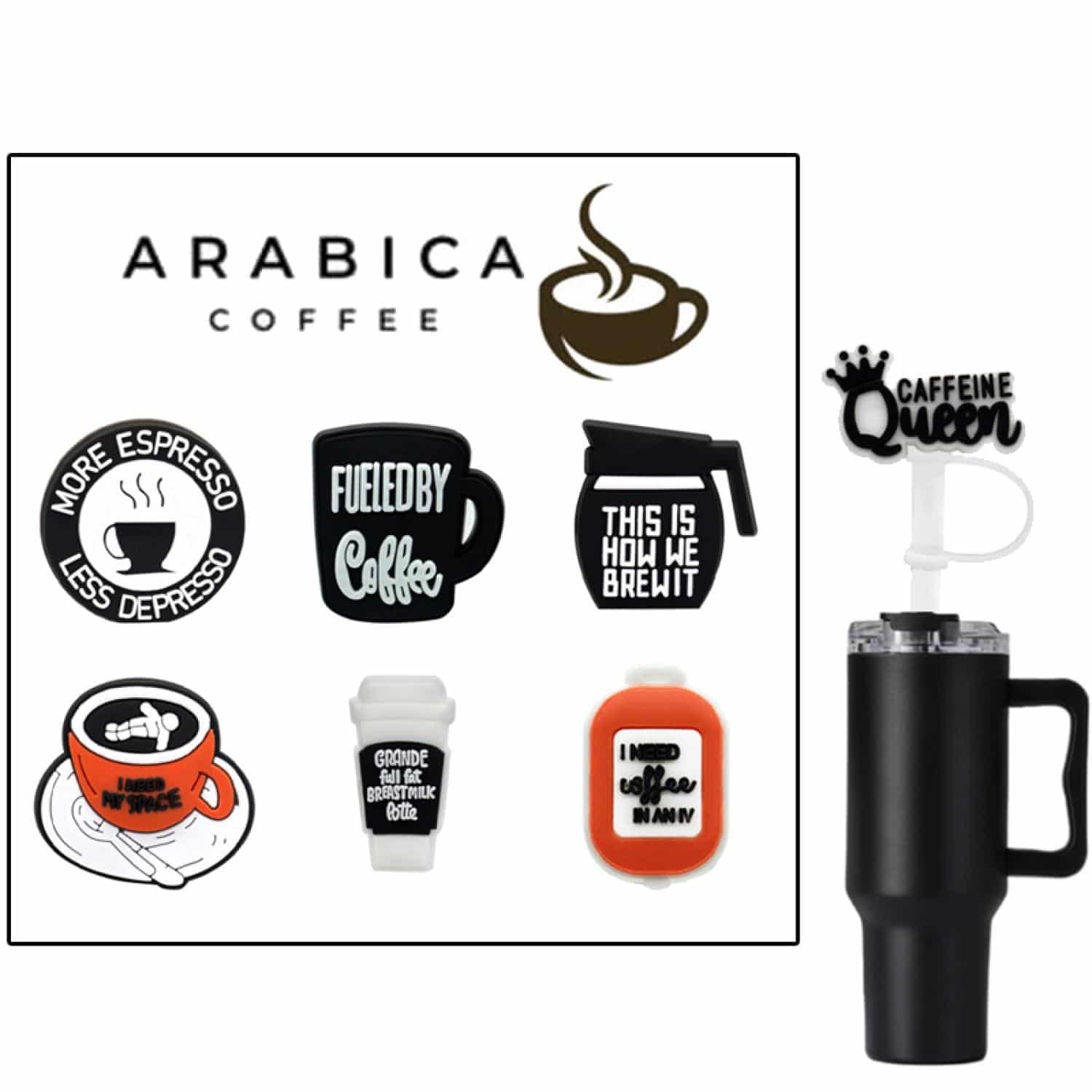 6-in-1 Coffee Series Straw Topper Card Set – Custom Straw Covers