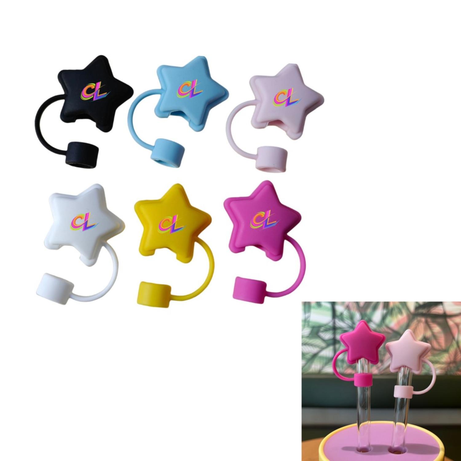 Star Silicone Straw Topper – Branded Straw Covers